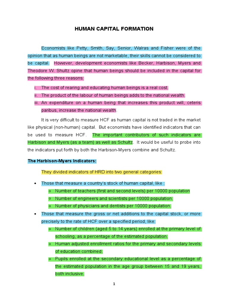 1.4 Human Capital Formation | Download Free PDF | Economic Growth ...