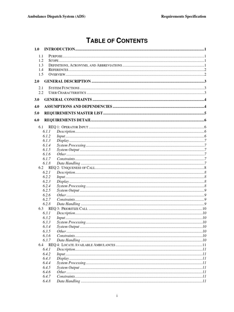 SRS-Example-Ambulance Dispatch System-V1 | PDF | Databases | Information