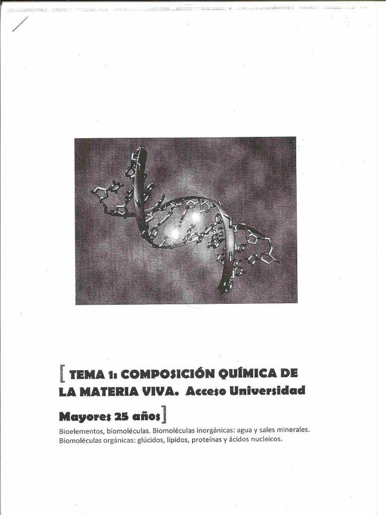 Tema 1: Composición Química de La Materia Viva | PDF