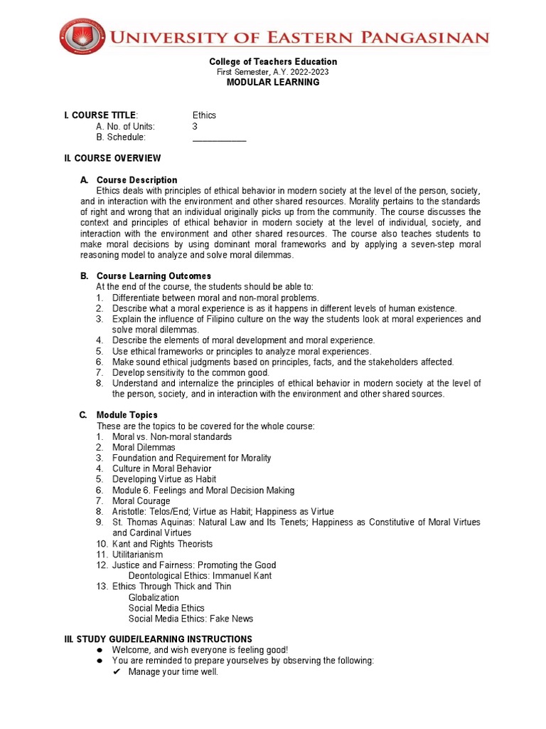 ETHICS (Orientation) | PDF | Morality | Reason