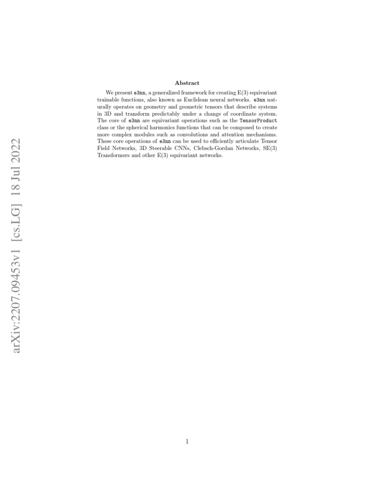 E3nn Euclidean Neural Networks | PDF | Tensor | Matrix (Mathematics)