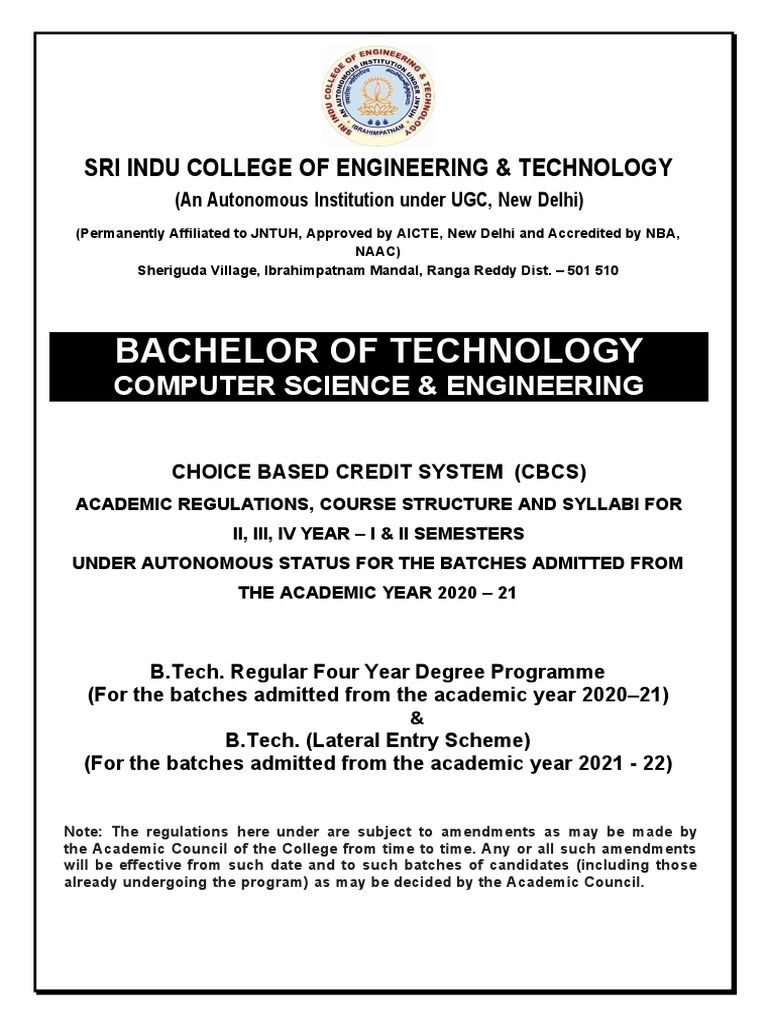 R20 - II To IV Year Syllabus CSE | PDF | Parsing | Computer Program