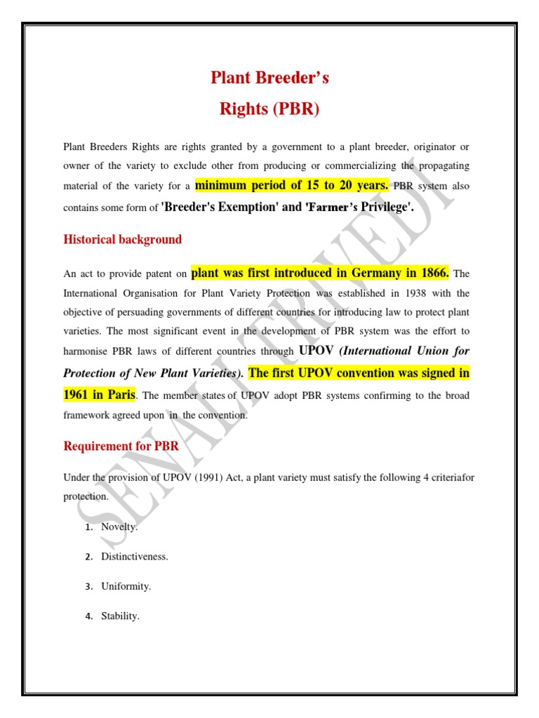 Brief PPV&FR Act | Download Free PDF | Plant Breeding | Agriculture