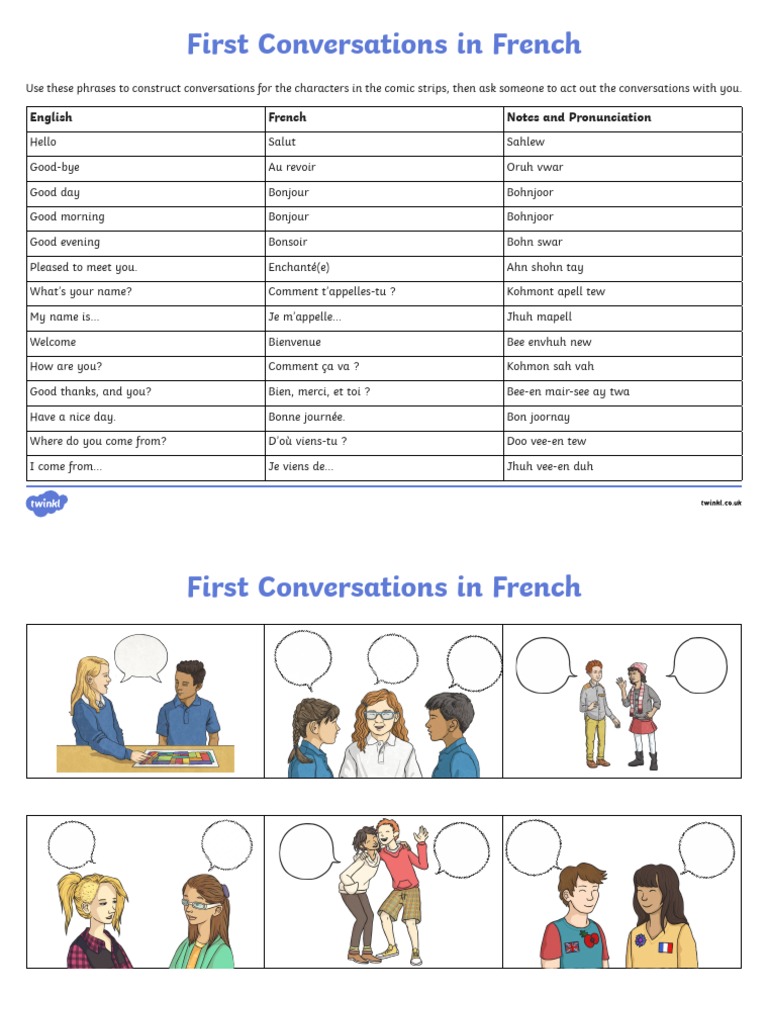 French Greetings Worksheet