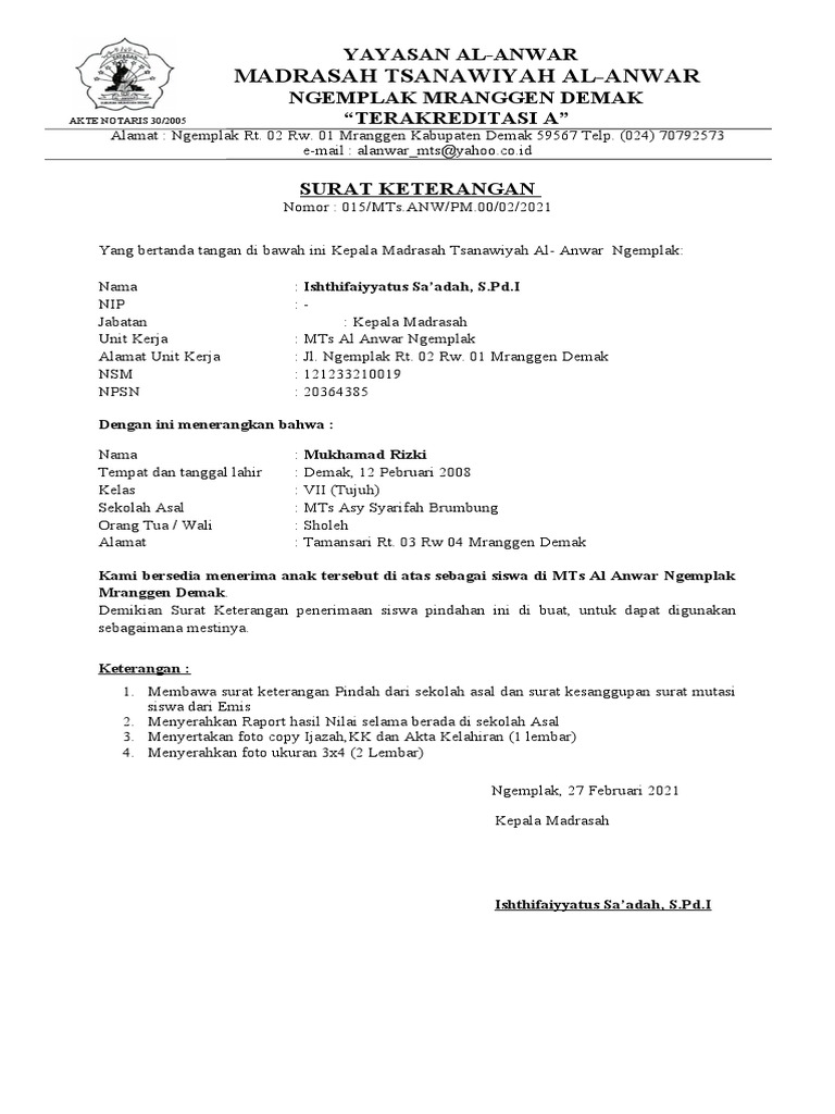 Keterangan Diterima | PDF