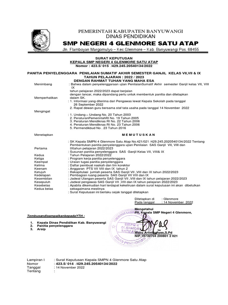 SK Sumatif Semester Ganjil | PDF
