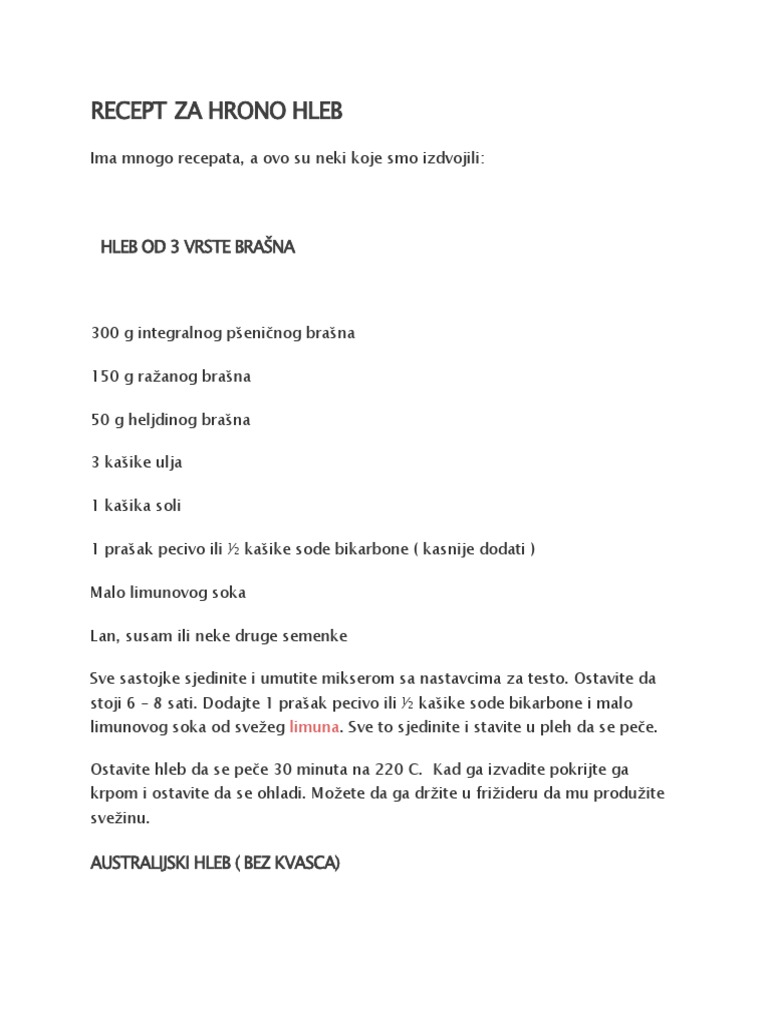 Hrono Hleb Recepti | PDF