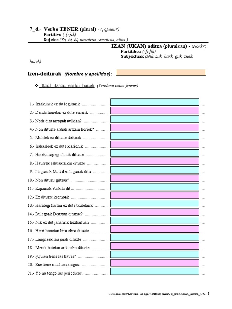 Ejerccios de Izan y Ukan | PDF