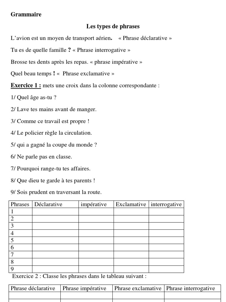 Exercice Français | PDF | Verbe | Phrase