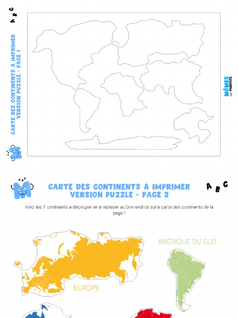 Carte Des Continents Puzzle - 1 | PDF