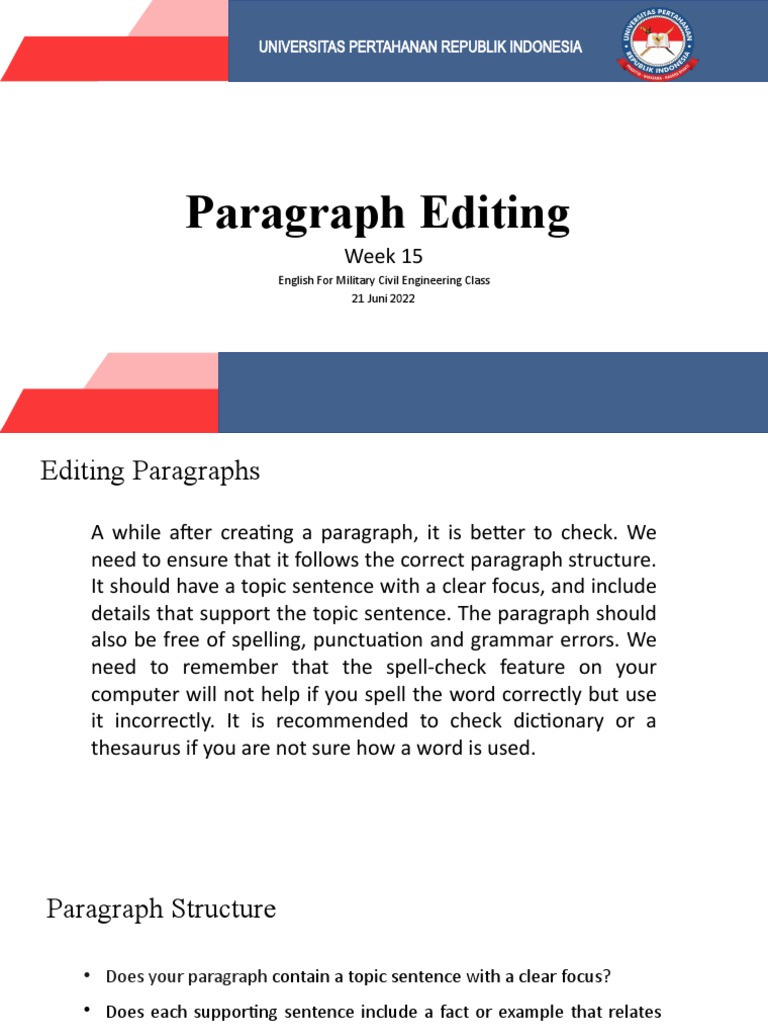 Week 15 - Paragraph Editing | PDF | Grammar | Language Mechanics