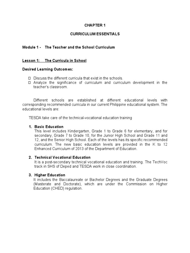 Chapter 1 Modules 1 2 | PDF | Curriculum | Learning