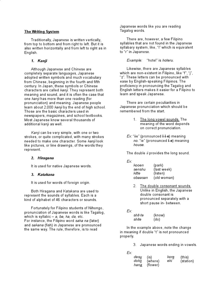 1 Basics of Nihongo | PDF | Kanji | Japanese Language