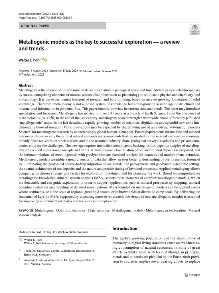 Pohl, W. (2022) | PDF | Plate Tectonics | Magma
