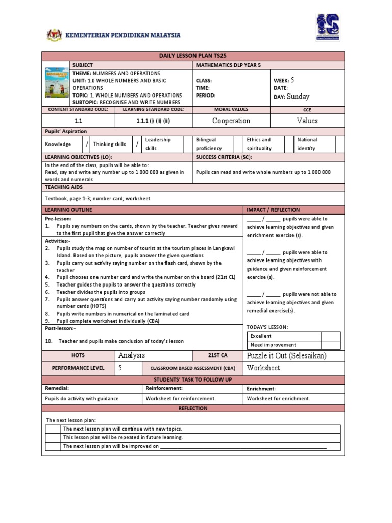 RPH MT DLP Y5 TS25 | PDF | Lesson Plan | Teachers