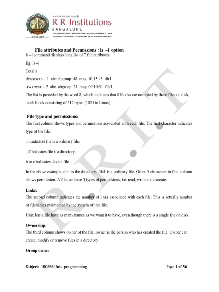18cs56 Unix Module 02 Pdf 