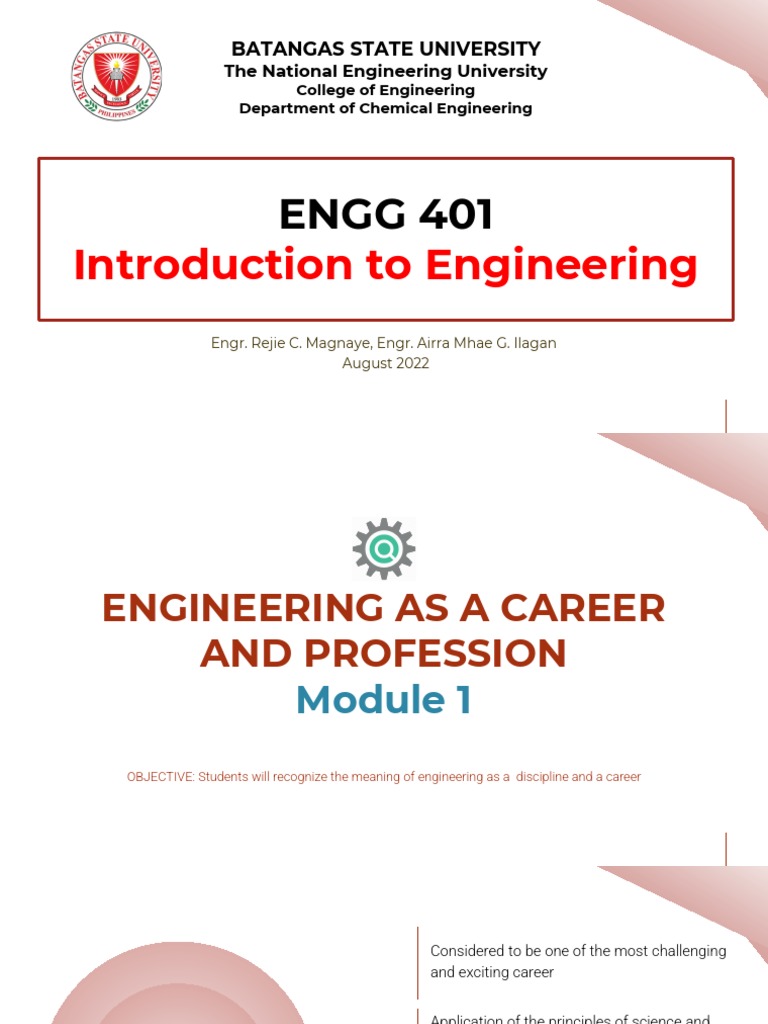 Lecture 1 - Engineering As A Careeer and Profession | PDF | Engineering | Electronics