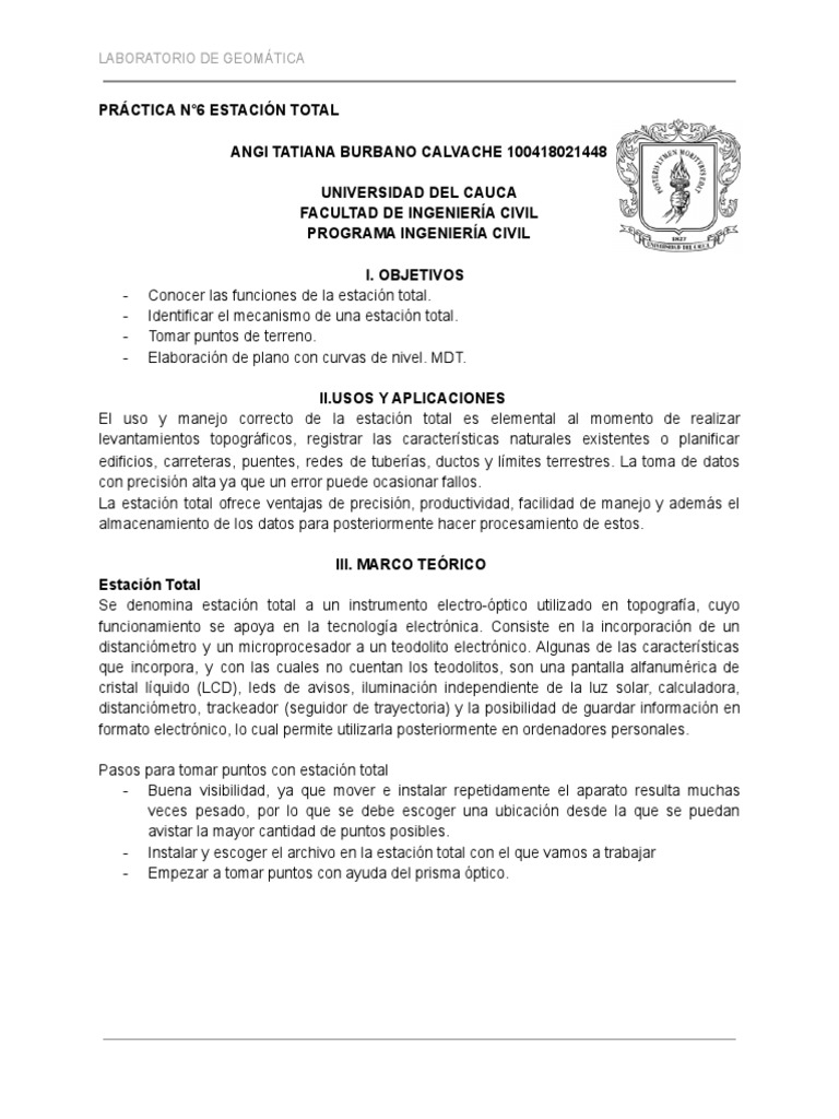 Práctica N°6 Estación Total | PDF | Science
