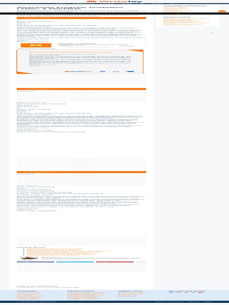 Awareness Program Invitation Letter - 4 Template - Writolay | PDF ...