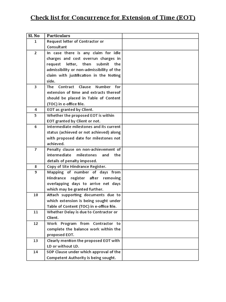 EOT Checklist | PDF