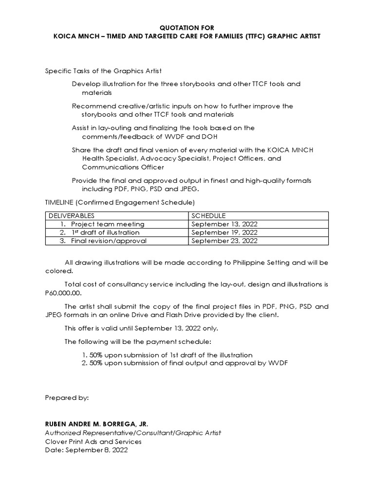 QUOTATION FOR TTFC Graphic Artist (FINAL) | PDF | Art | Computers