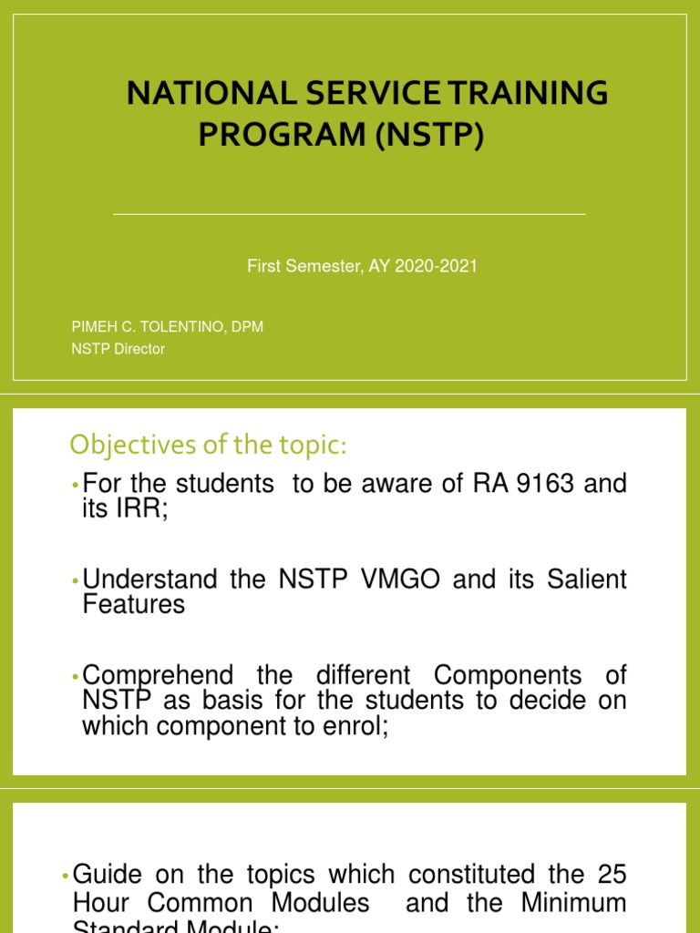 NSTP Ra 9163 Presentation | PDF | Literacy | Community