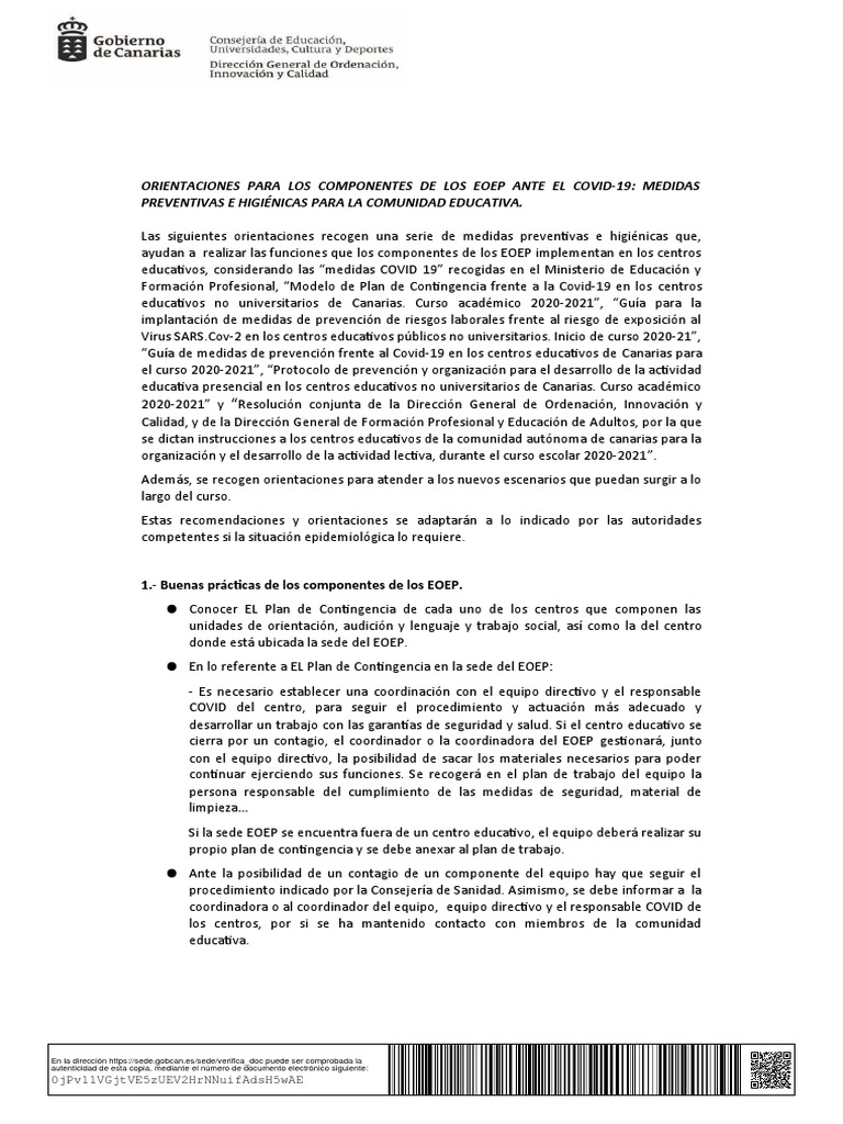 14 - 09 - 20 Orientacion Eoep Covid. | PDF