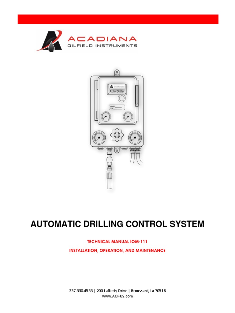 INSTRUMENT - AUTODRILLER - AOI - TECH MANUAL - IOM-111 Automatic ...