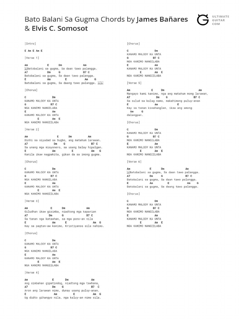 Bato Balani Sa Gugma Chords | PDF