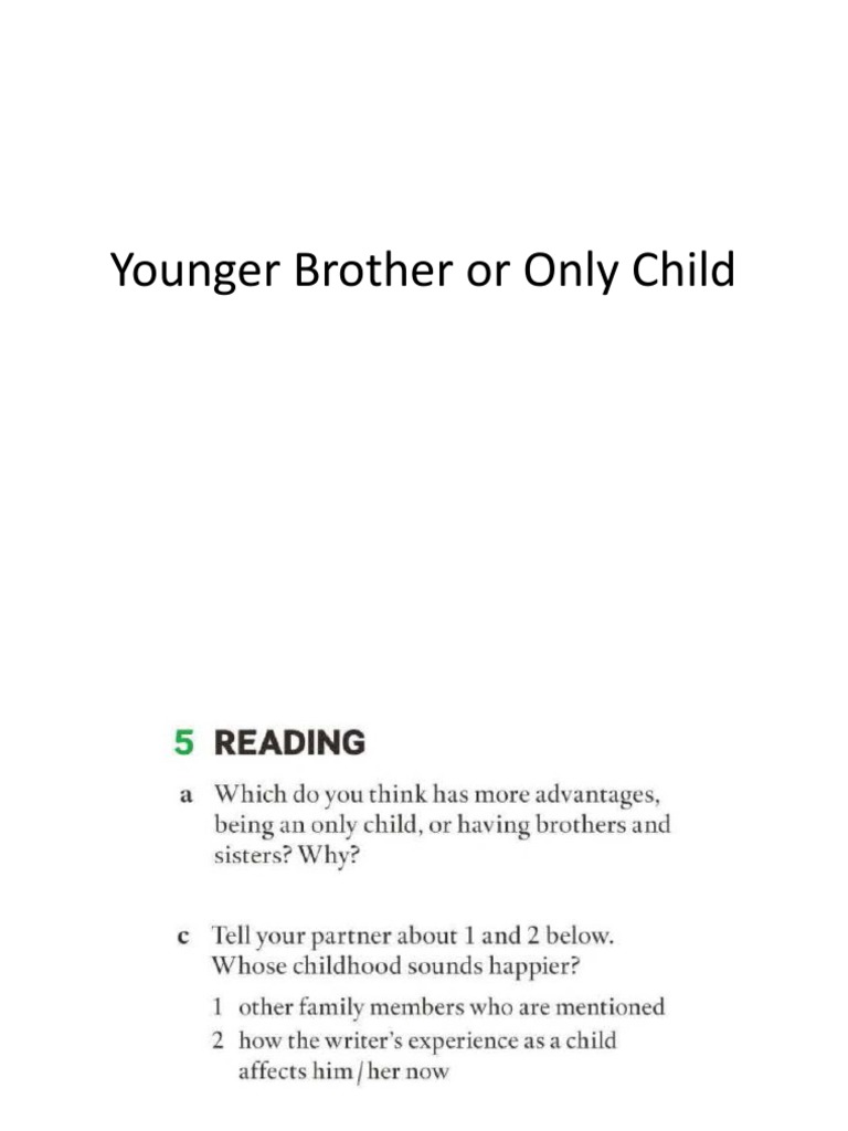 Only Child vs. Younger Brother Traits | PDF