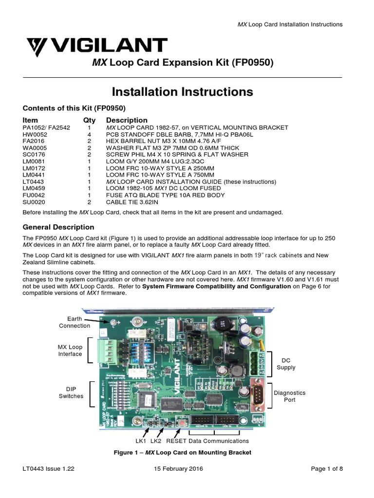 MX Loop Card Install Guide | PDF | Fuse (Electrical) | Screw