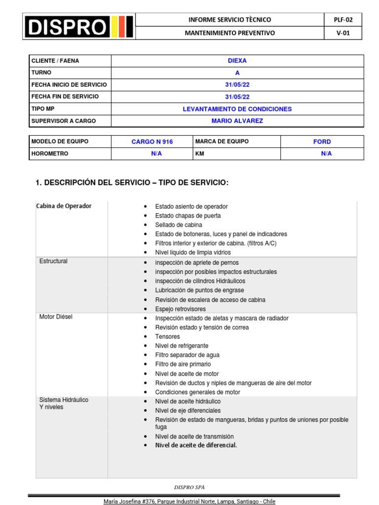 Levantamiento DIEXA - FORD CARGO - CMSA | PDF | Tecnologías ...