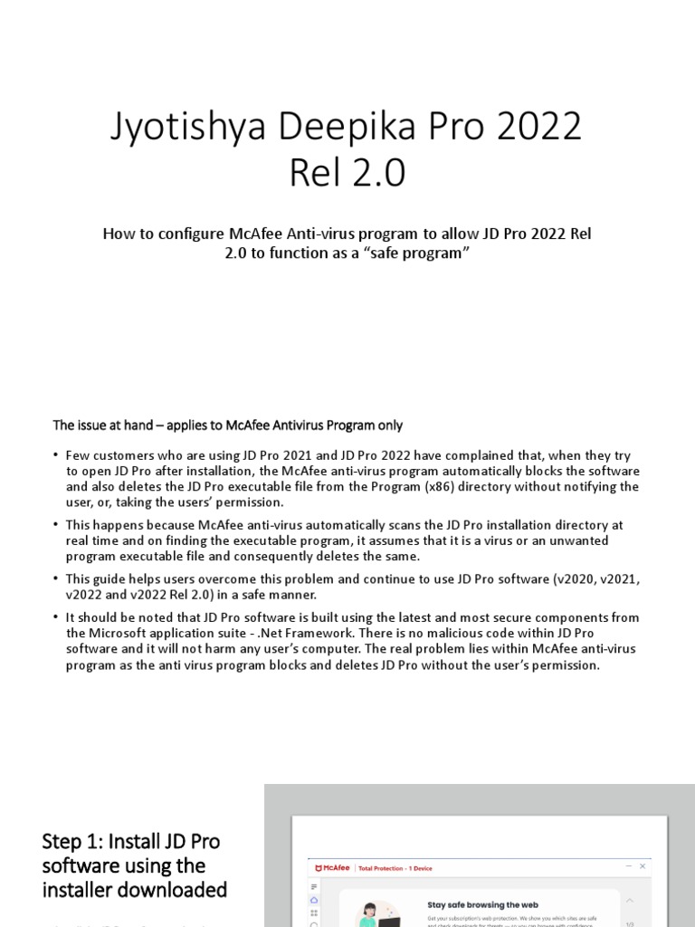 How To Prevent McAfee Anti-Virus Program From Deleting JD Pro 2022 Rel 2.0 | PDF | Antivirus ...