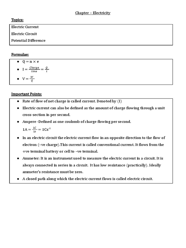 Electricity: Current & Circuits Guide | PDF | Voltage | Electric Current