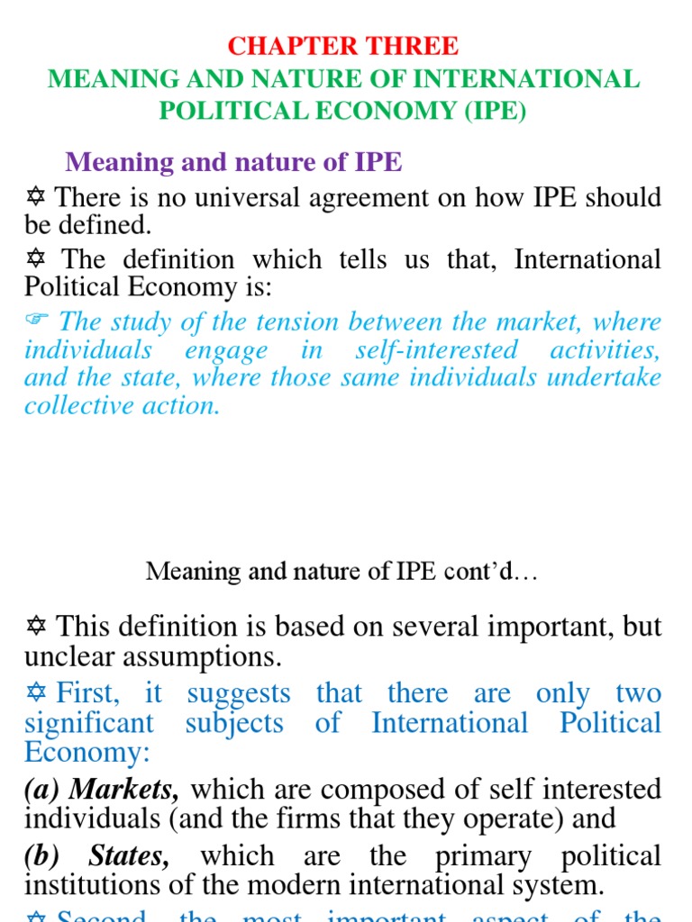 IPE: Meaning and Theoretical Perspectives | PDF | Finance & Money ...