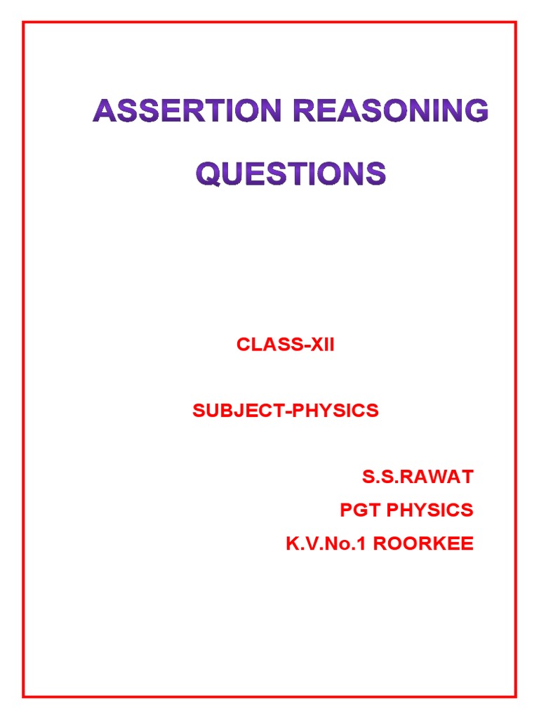 Assertion Reasoning Questions | PDF | Electromagnetic Induction | Inductance