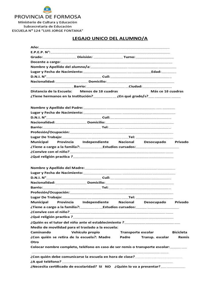 Legajo Único del Alumno en Jujuy | PDF