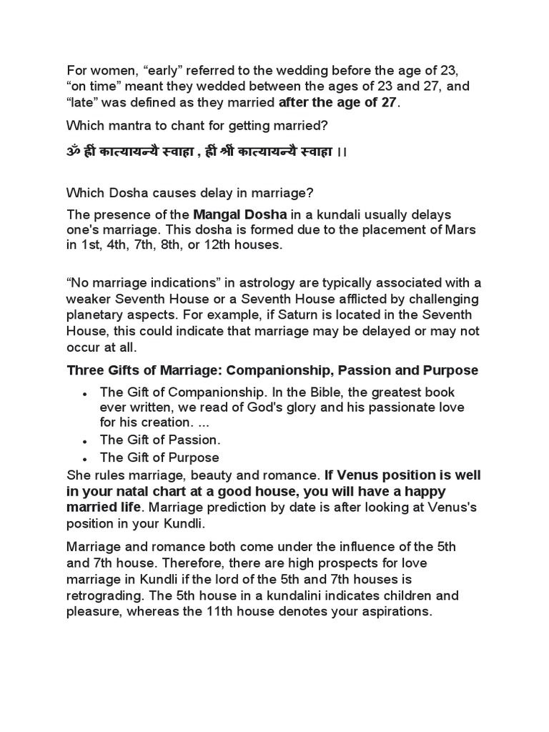 Early Marriage Insights in Astrology | PDF