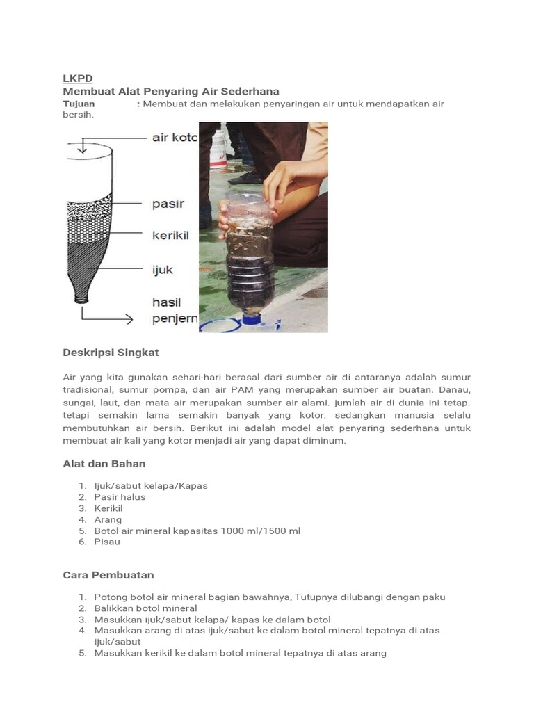 LK Cara Penjernihan Air Sederhana-1 | PDF