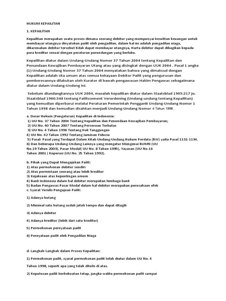 Hukum Kepailitan | PDF | Hukum