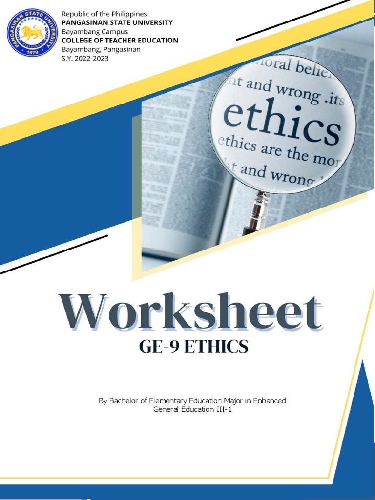 Ethics Worksheet | PDF