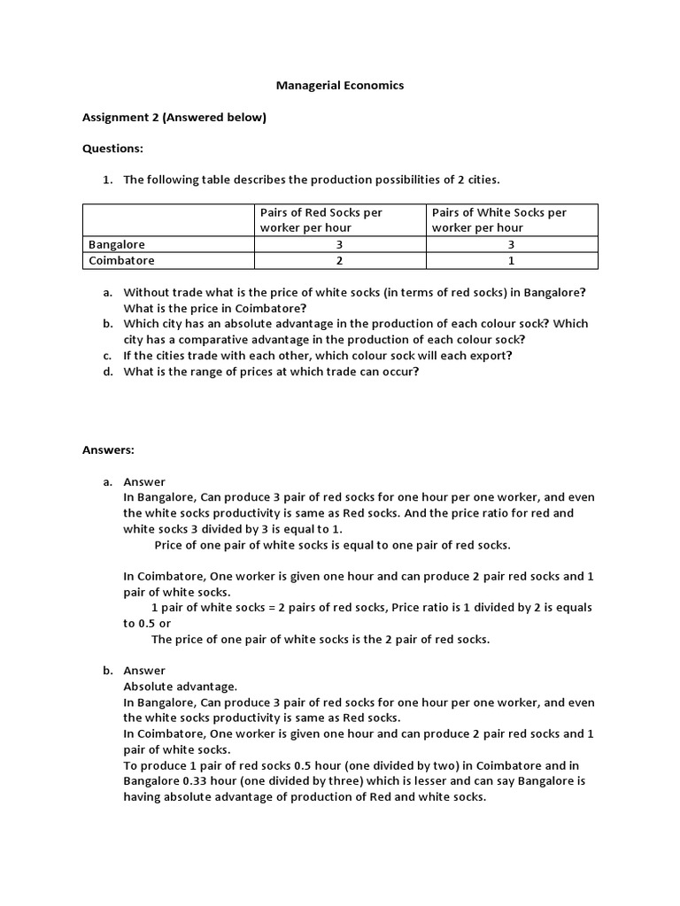 ME - Assignment 2 - Shivakumar SR | PDF | Comparative Advantage | Economics