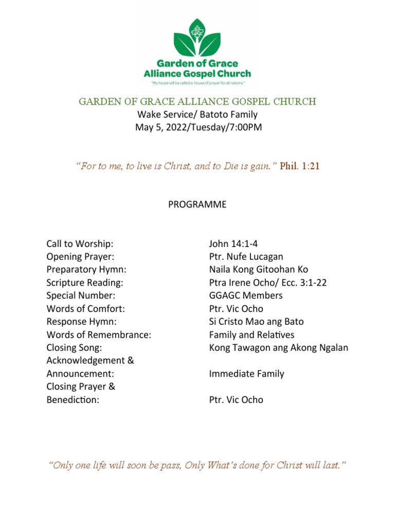 Wake Service Program | PDF