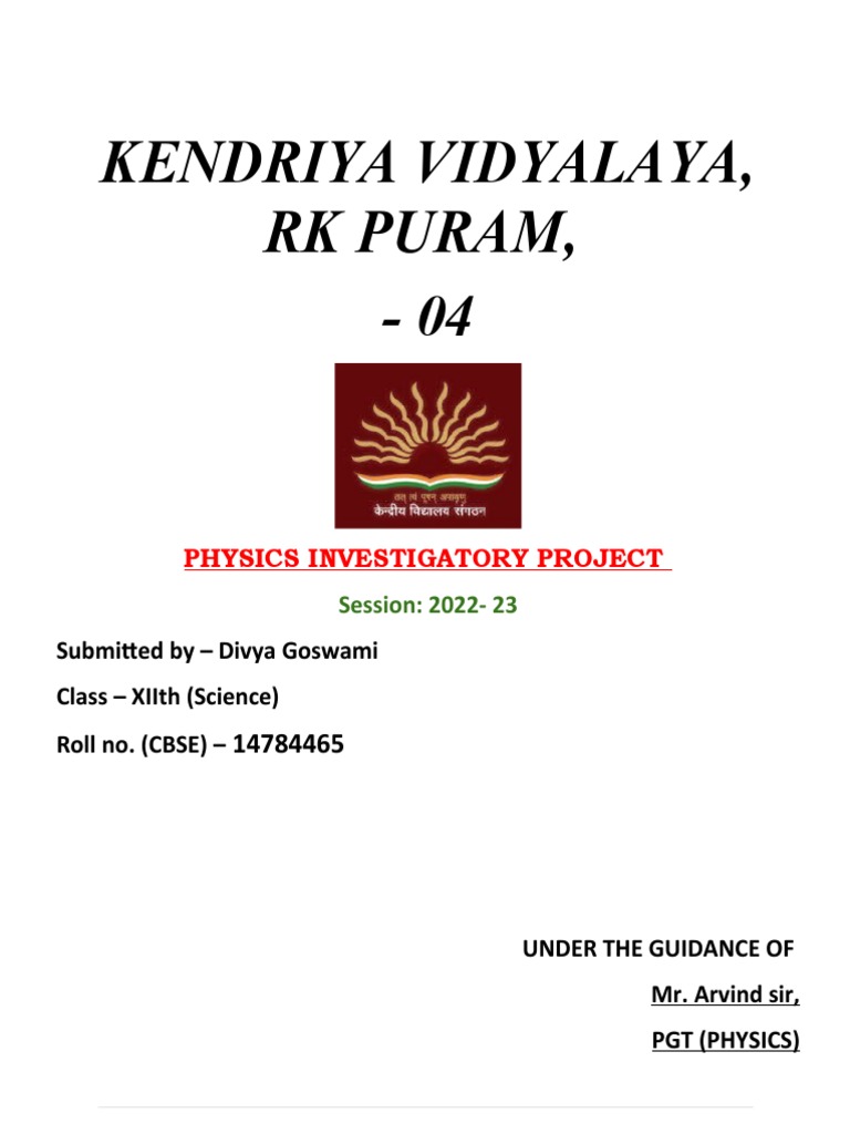 Physics Investigatory Project Divya | PDF