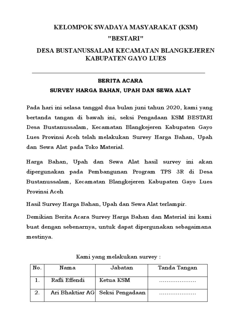 BA Survey Harga | PDF