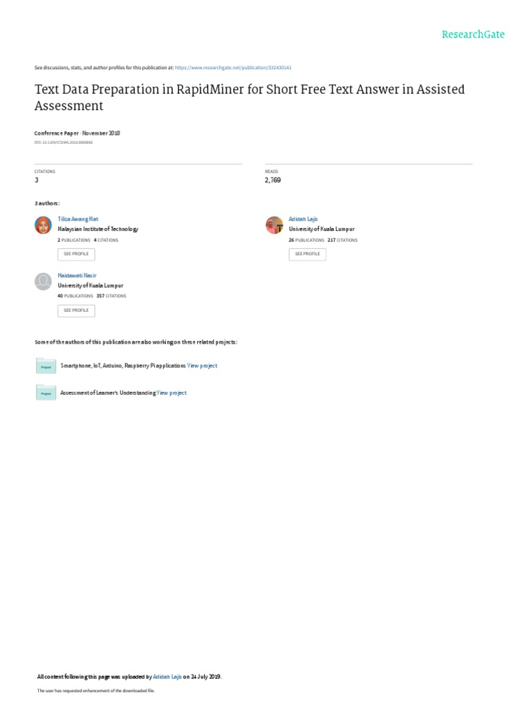 RapidMiner Text Prep for Grading | PDF | Machine Learning | Data