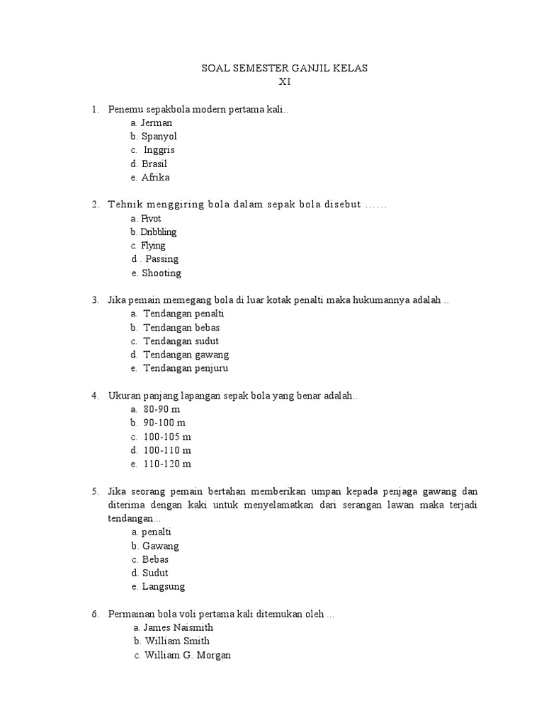 Soal Semester Ganjil Kelas 2 | PDF