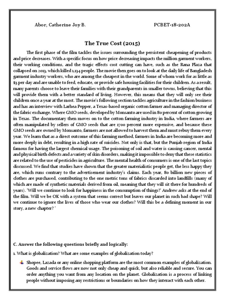 Abor ContemporaryAssignment | PDF | Globalization | Quality Of Life
