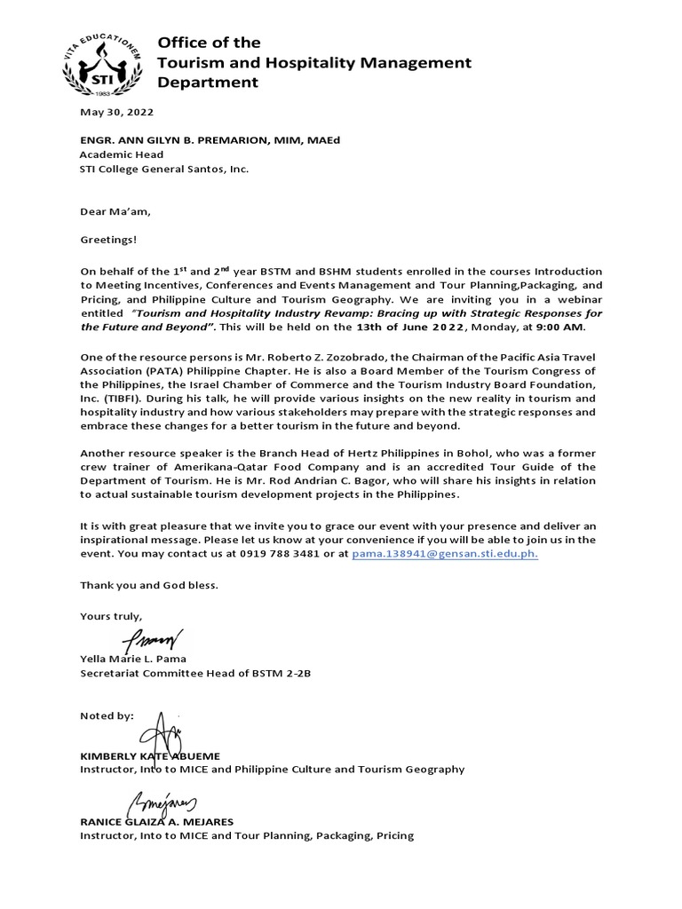 Letter To AH Premarion - Signed | PDF