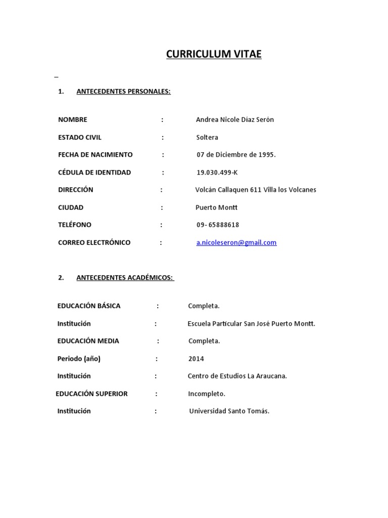 Curriculum Vitae Andrea Diaz Seron | PDF